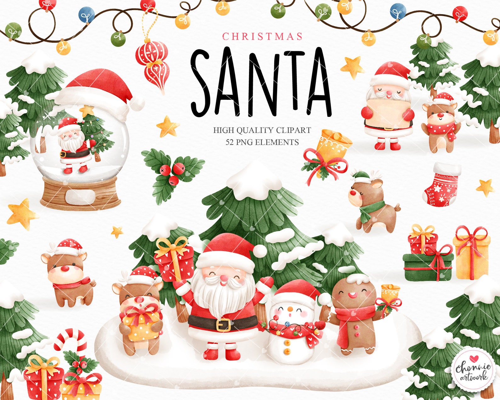 Christmas Clipart Bundle, Christmas Clipart, Santa Clipart, Christmas ...