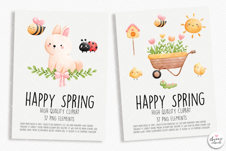 Happy Spring Clipart Spring Clipart Spring Animal Clipart - Etsy