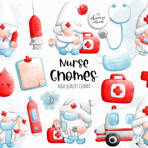 Nurse Gnomes Clipart, Medical Gnomes Clipart, Doctor Gnomes Clipar ...