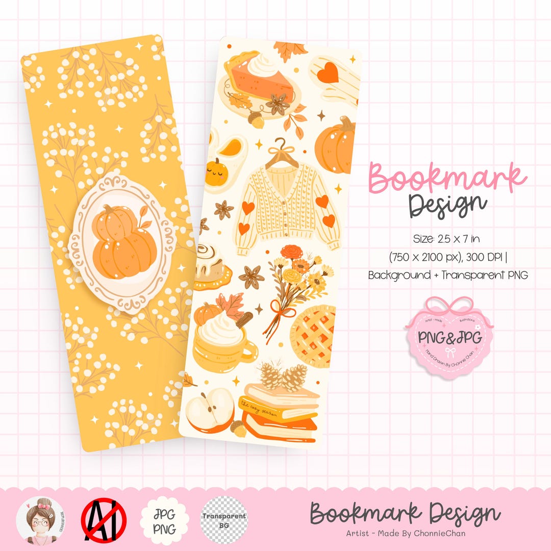 Cute Autumn Bookmark, Autumn Bookmark, Fall Autumn Bookmark, Cute Girly ...