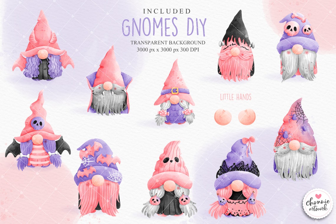 Pink Halloween Gnomes Clipart Pink Halloween Clipart Pink - Etsy