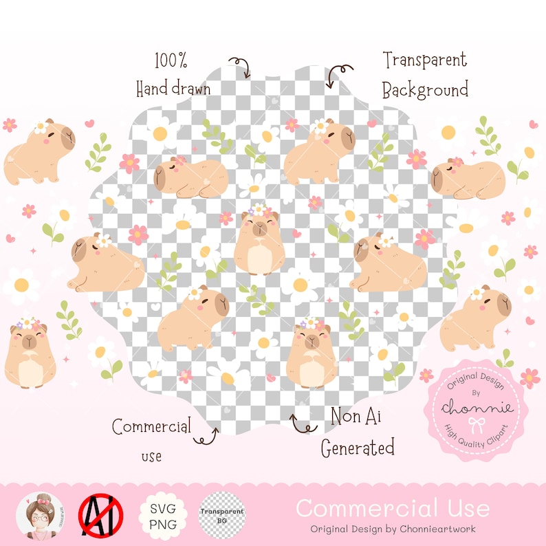 Daisy Capybara Glass Can Wrap, Cute Capybara Wrap, Animal Cup Wrap ...