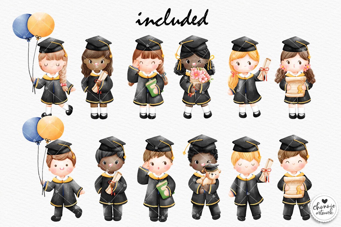 Graduation Clipart Watercolor Graduation Clipart Grad Cap - Etsy