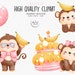 Baby Girl Monkey Clipart Monkey Birthday Clipartbaby Shower - Etsy