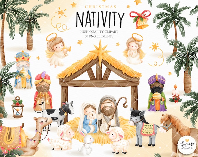 Cute Christmas Nativity Clip Art Bible Story Christmas - Etsy