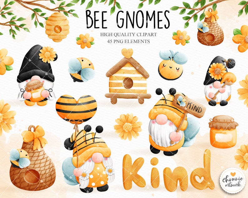 Bee Gnome Clipart Gnome Bee Clipart Honey Bee Clipart Gnome - Etsy