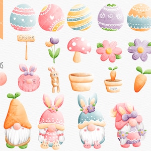 Easter Gnomes Clipart, Bunny Gnomes Clipart, Easter Clipart, Gnome ...