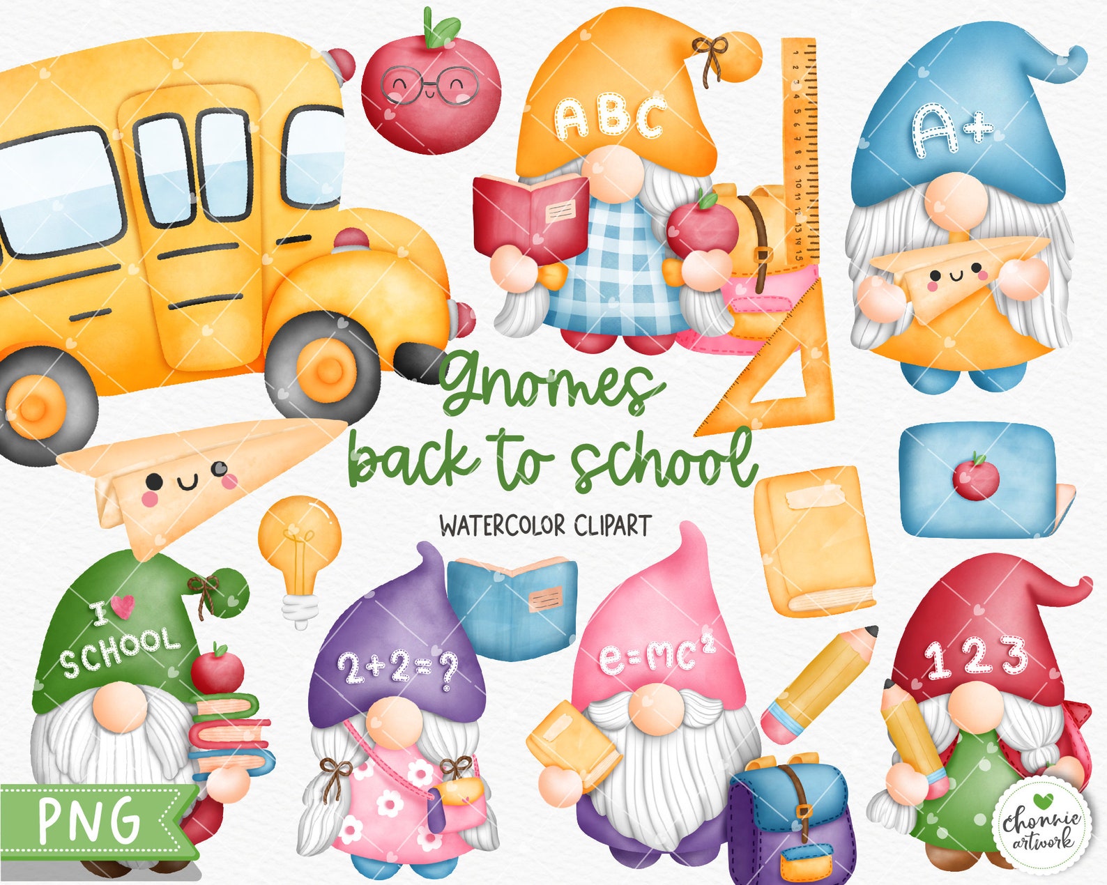 Watercolor Back to School Gnome Clipart Student Gnome PNG - Etsy