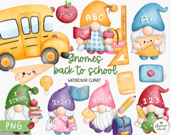 Watercolor Teacher Gnome Clipart Gnomes Teacher PNG Back to | Etsy