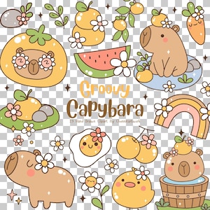 Groovy Capybara Clipart Retro Fall Png Autumn Png Hippie Flower Png ...