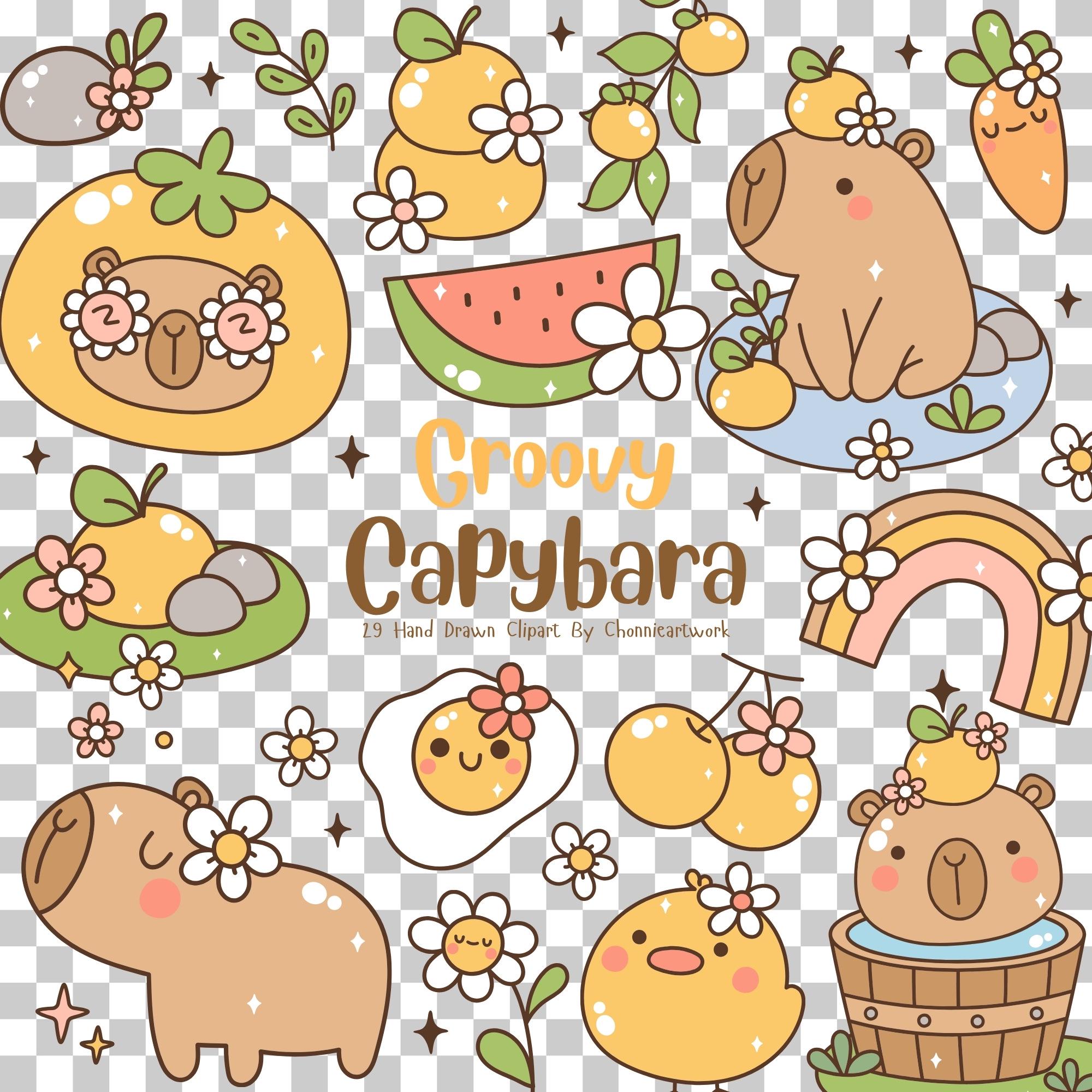 Groovy Capybara Clipart Retro Fall Png Autumn Png Hippie Flower Png ...