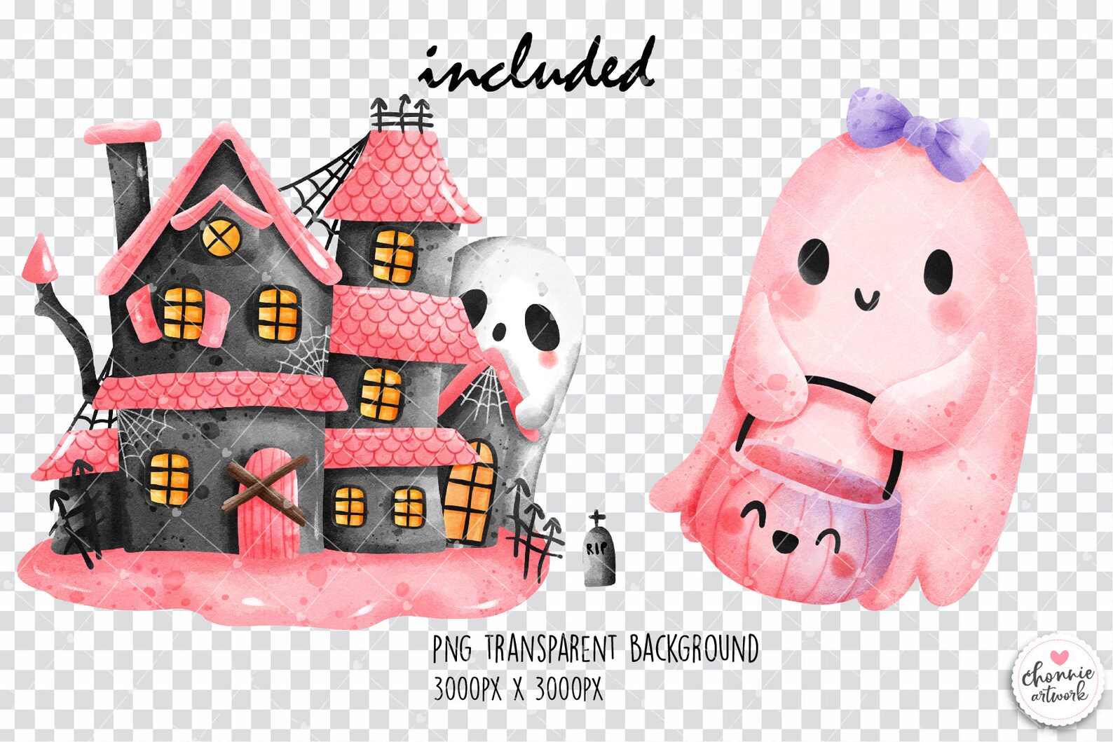 Pink Halloween Clipart, Halloween Clipart, Pink Ghost Clipart, Pumpkin ...