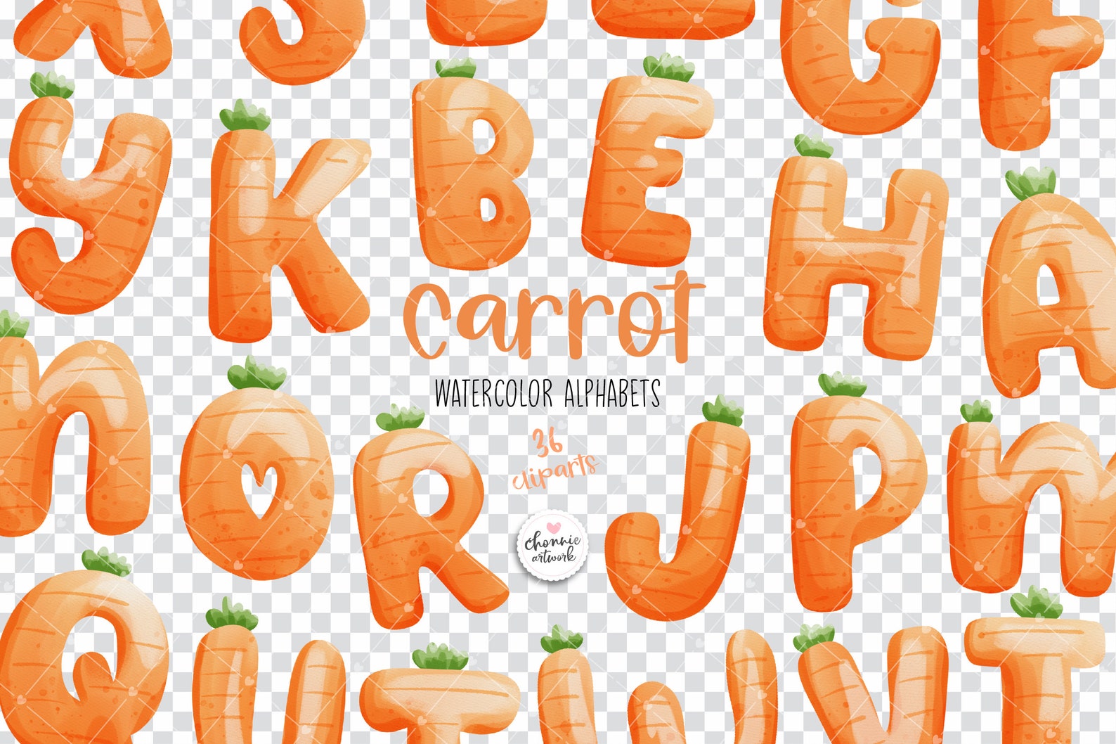 Watercolor Carrot Alphabets and Numbers Carrot Alphabet | Etsy