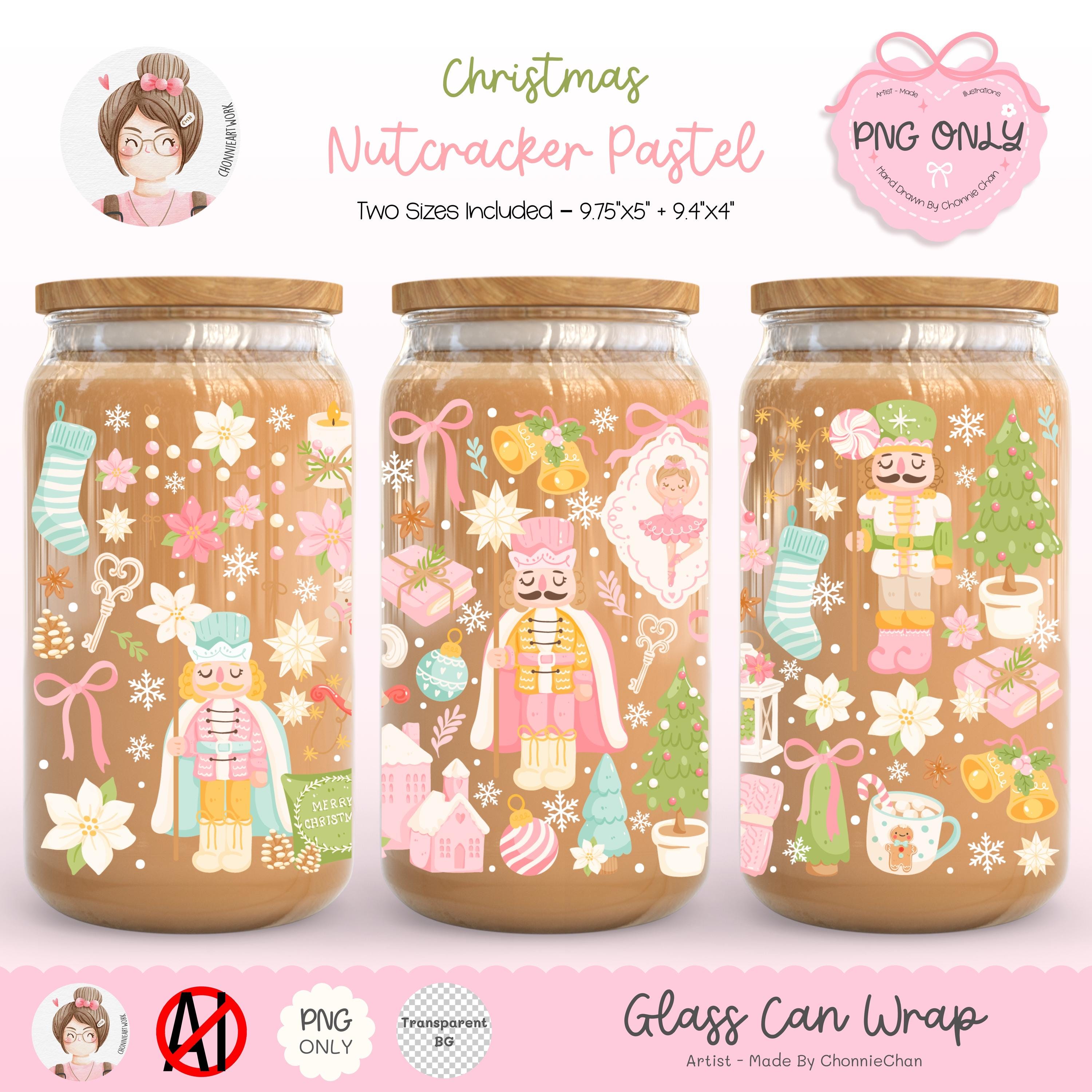 Nutcracker Pastel Christmas Glass Wrap,pastel Christmas Cup Wrap ...