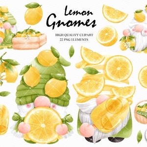 Lemons Gnome Clipart, Lemons Clipart, Fruit Gnome Clipart, Citrus Gnome ...