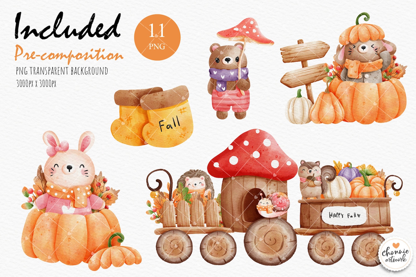 Autumn Woodland Animal Clipart, Autumn Clipart, Woodland Animal Clipart ...