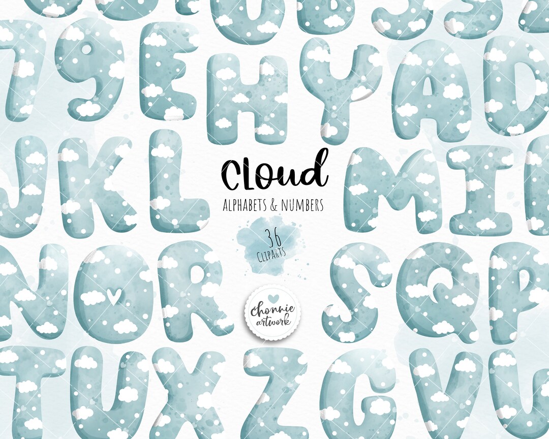 Blue Sky Alphabet, Cloud Alphabet, Angel Alphabet, Blue Font, Blue Sky ...