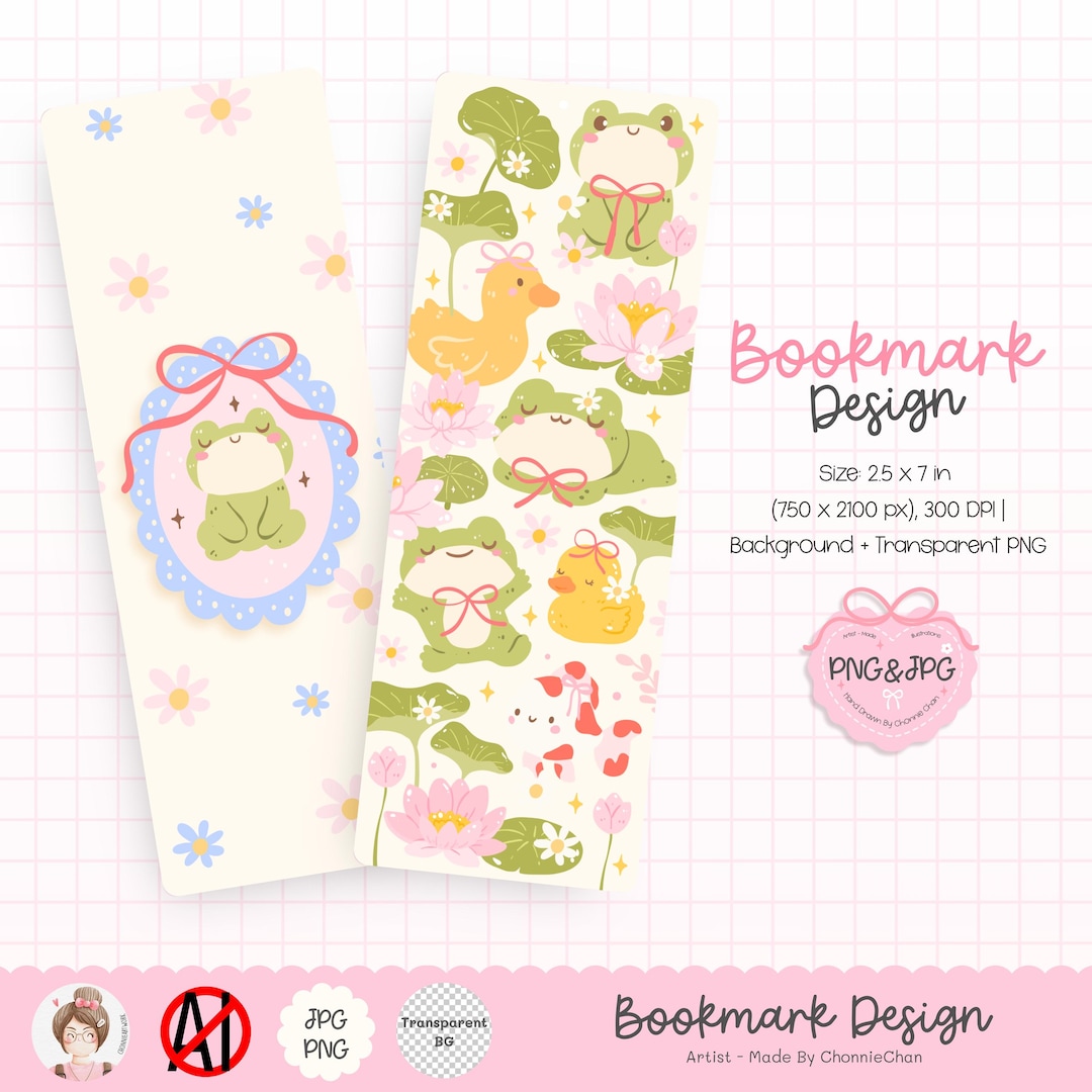 Cute Frog Bookmark, Frog Lover Bookmark, Bookmark Frog, Kawaii Frogs ...