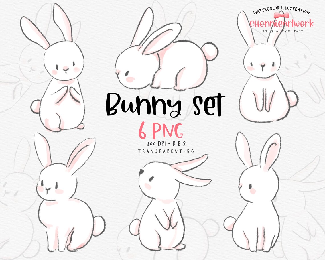 Cute Rabbit Clipart Rabbit Png Fıles Rabbit Clip Art Rabbit | Etsy