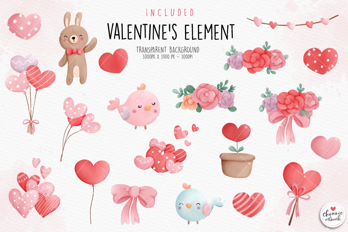 Valentine Woodland Animals Clipart Valentine Clipart - Etsy