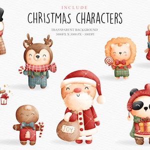 Christmas Santa and Friends Clipart, Christmas Clipart, Christmas ...
