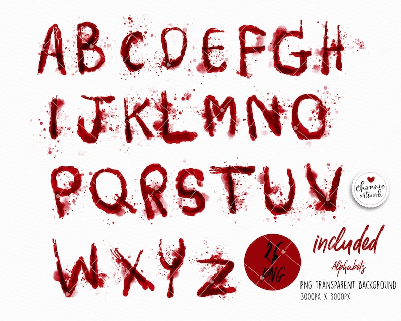 Blood Drip Alphabet, Halloween Clipart, Blood Clipart, Blood Alphabet ...