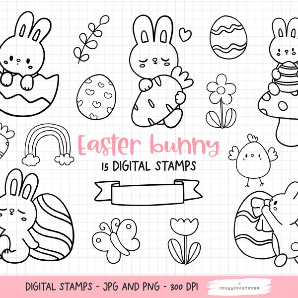 Bunny Digital Stamp - Etsy