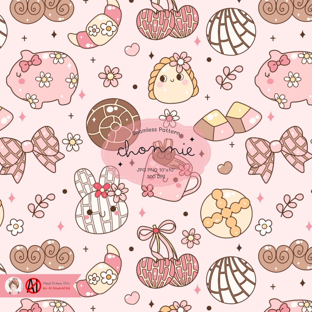 Mexican Pan Dulce Seamless Pattern, Pan Dulce Pattern,preppy Cookies ...