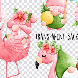 Gnome Flamingo Clipart Summer Gnome Clipart Tropical Gnomes | Etsy