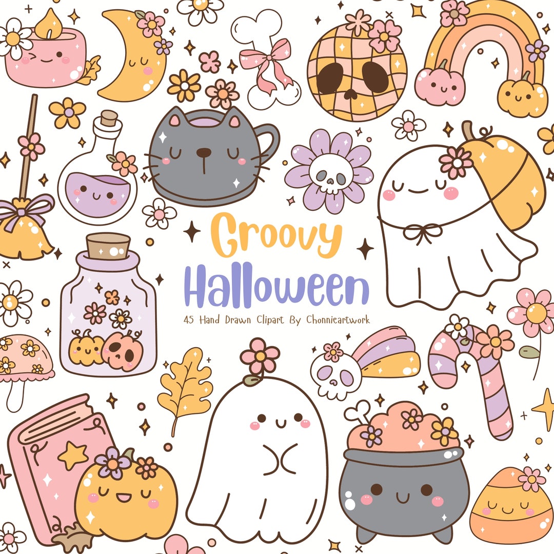 Groovy Halloween Clipart Retro Vintage Halloween Png Retro Fall Png ...