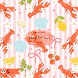 Coastal Lobster Seamless Pattern, La Dolce Vita Pattern, Summer Beach ...