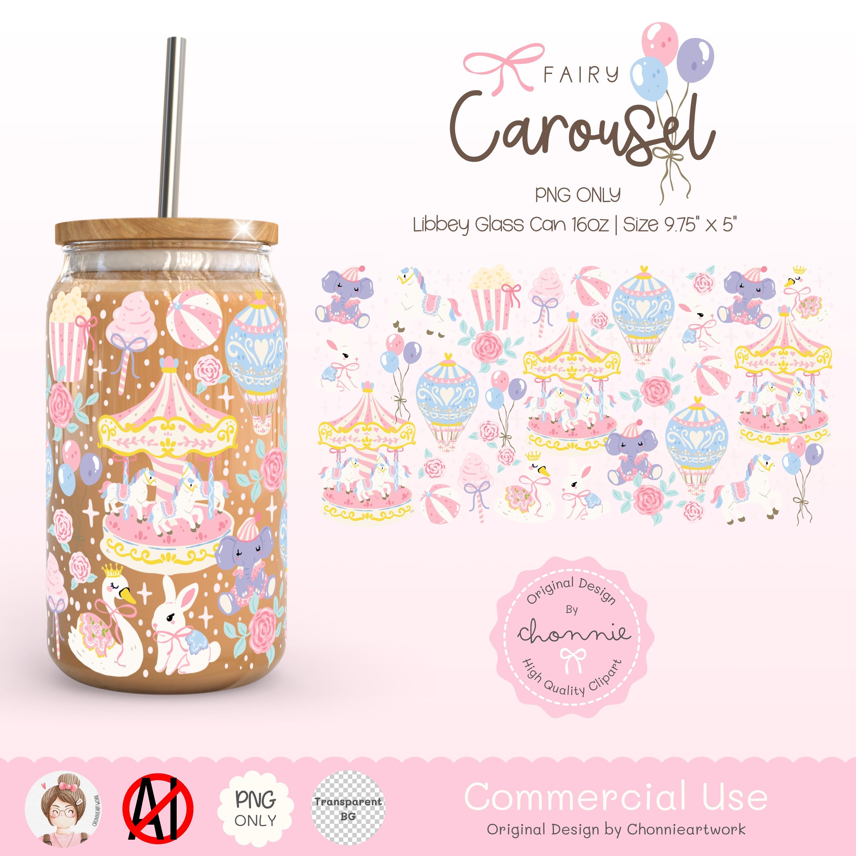 Pastel Carousel Glass Can Wrap, Pastel Carnival Cup Wrap, Summer ...