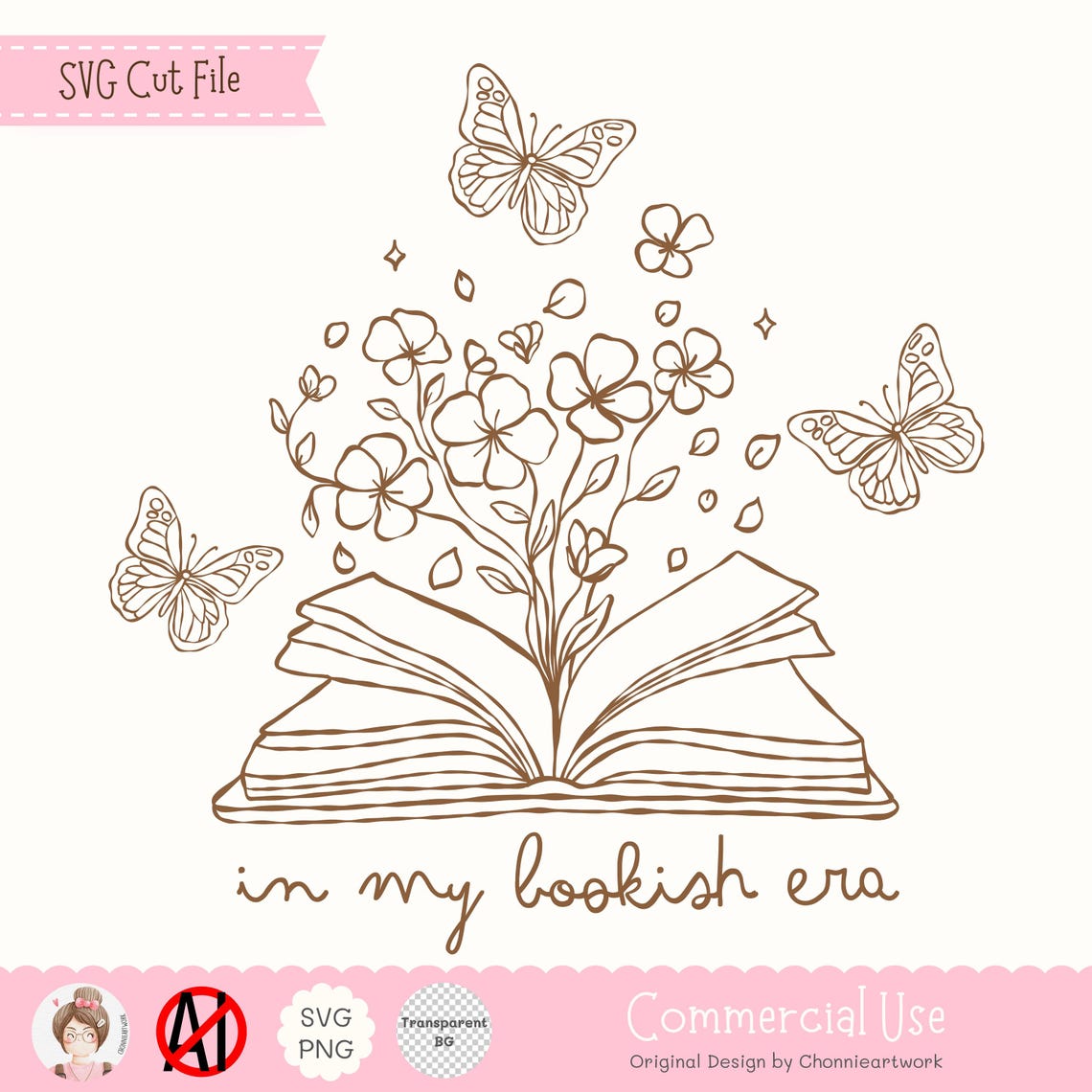 In My Bookish Era SVG PNG EPS – Aesthetic Floral Book Butterfly Design ...