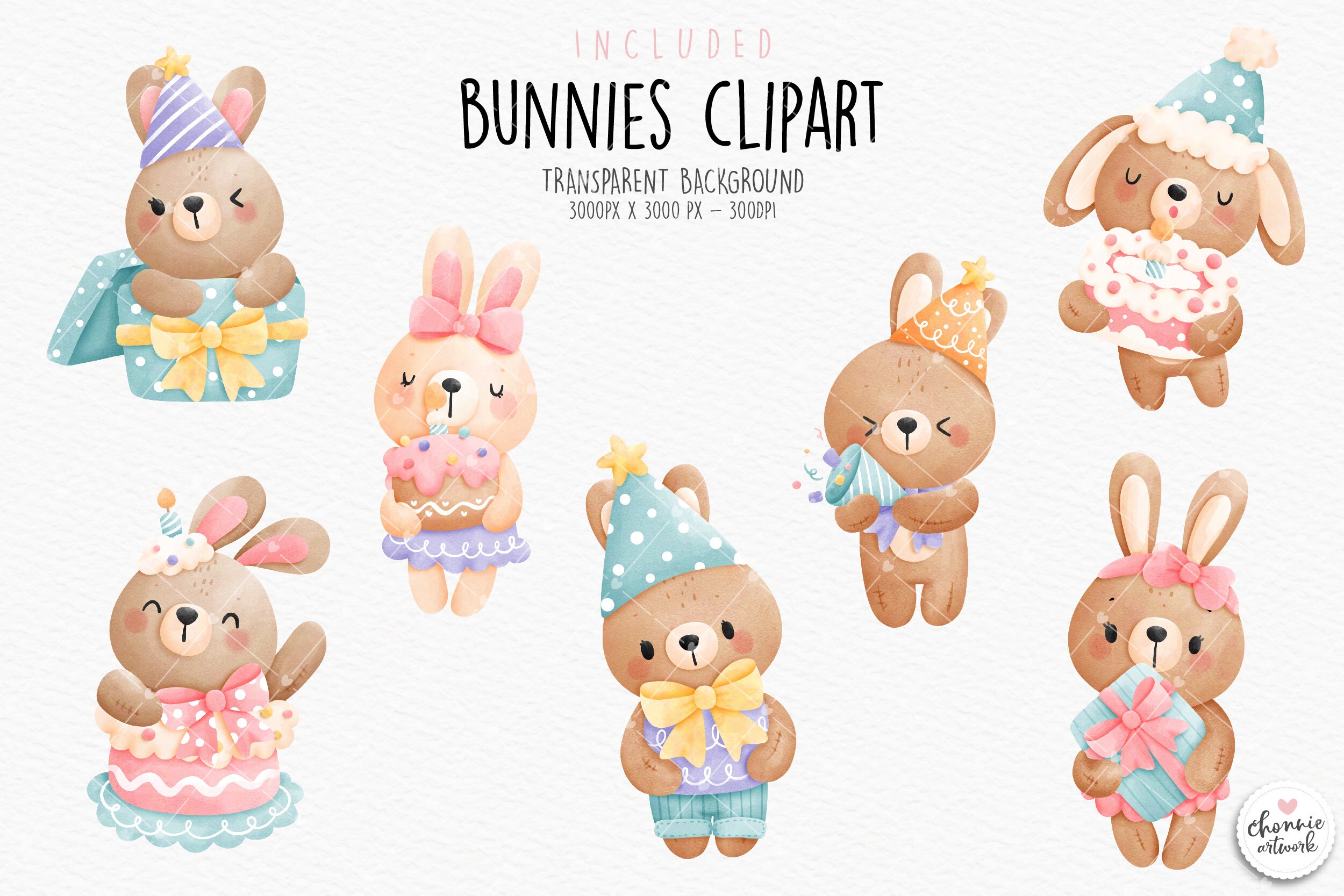 Birthday Bunnies Clipart Birthday Clipart Birthday Rabbit - Etsy