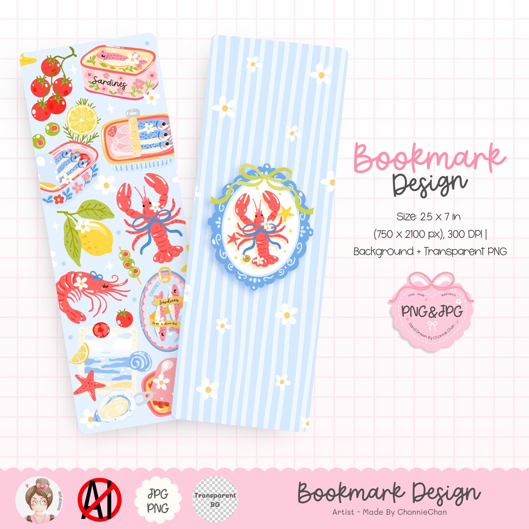 Sardine Bookmarks, Italian Summer Bookmark, Summer Read Bookmark ...