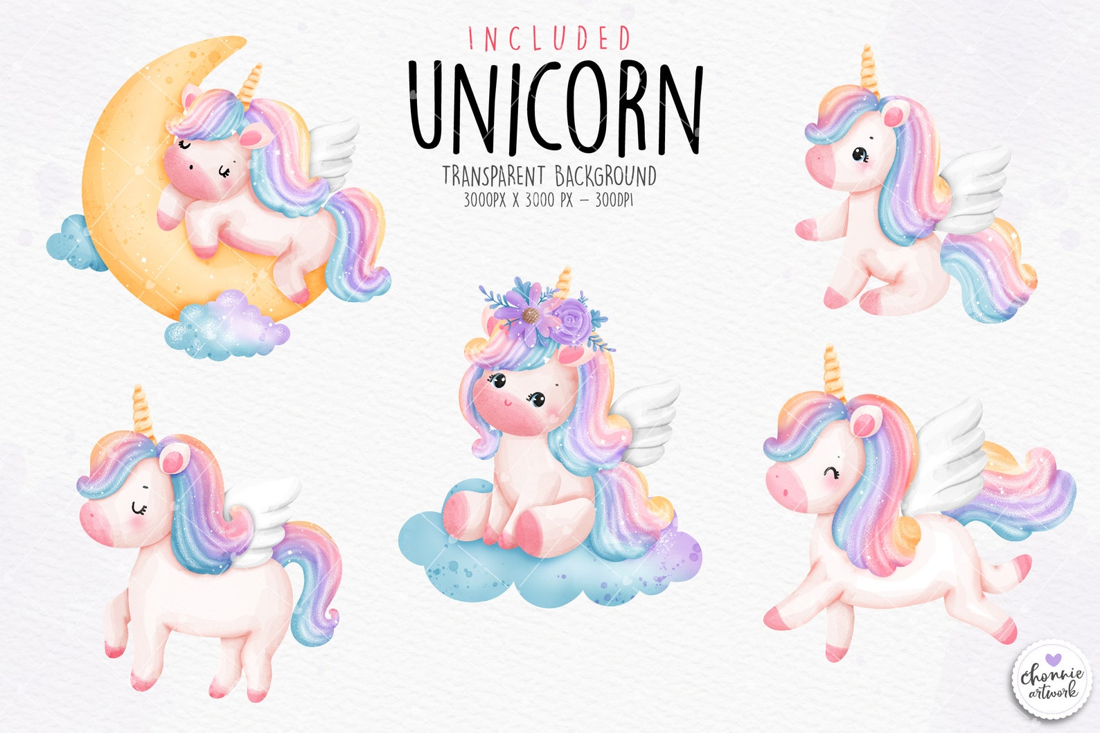 Cute Unicorn Clipart Unicorn Clipart Birthday Unicorn - Etsy