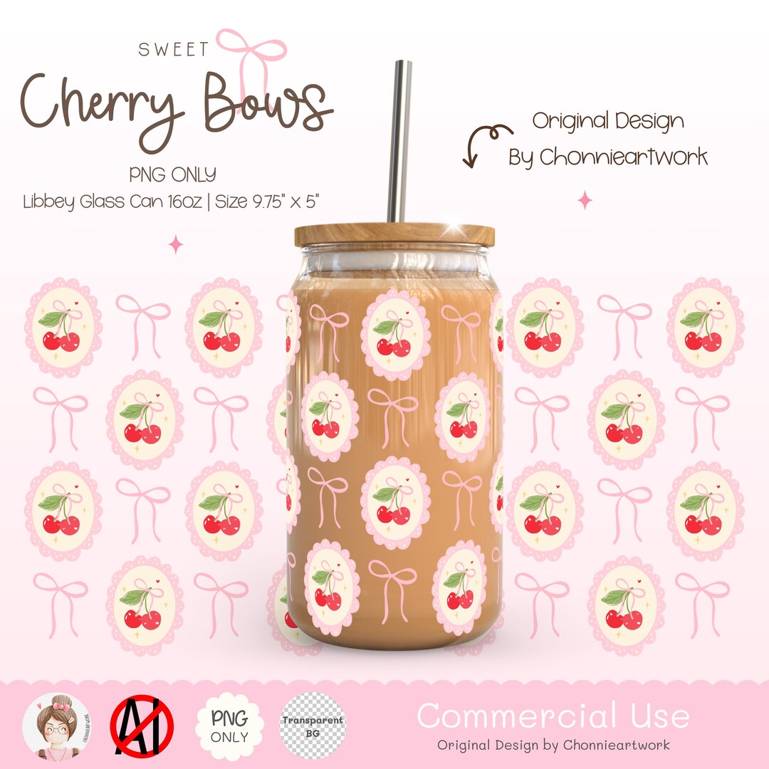 Cherry Cup Wrap, Cherry Aesthetics, Coquette Cherry Cup Wrap, Girly Cup ...