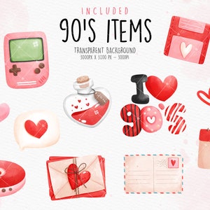 90's Valentines Clipart, 90's Clipart, Valentines Day Clipart ...