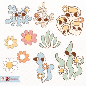 Groovy Nautical Clipart, Nautical Clipart, Retro Summer Clipart, Hippie ...