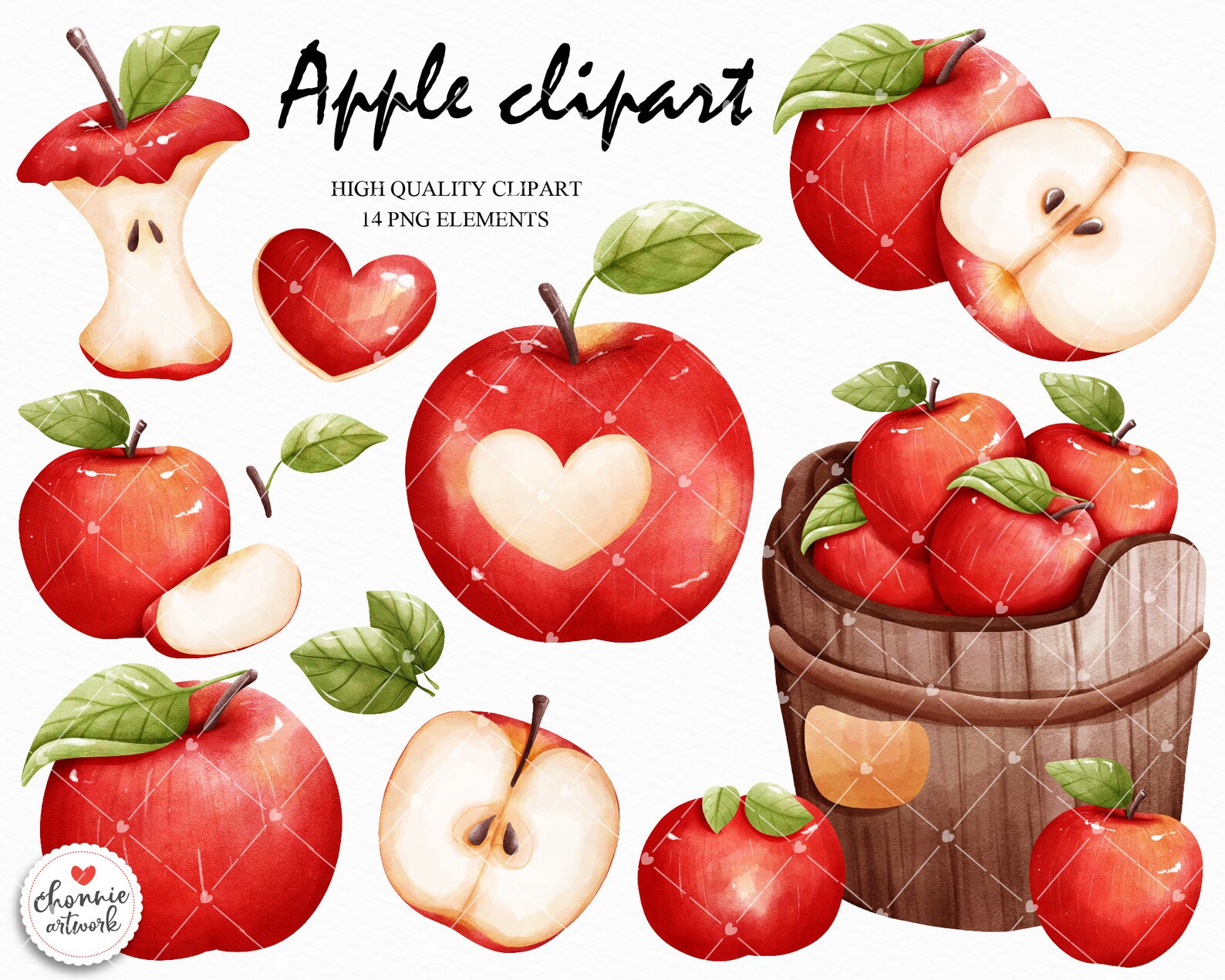 Apple Clipart Watercolor Apple Clipart Apple Picking - Etsy