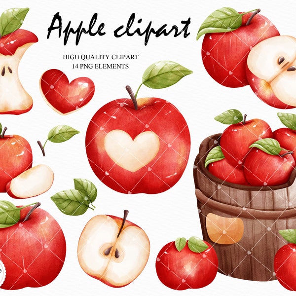 Apple Clipart - Etsy