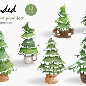 Christmas Tree Watercolor Clipart, Pine Tree Clipart, Christmas Tree ...