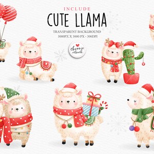 Christmas Llama Clipart, Llama Clipart, Christmas Clipart, Christmas ...