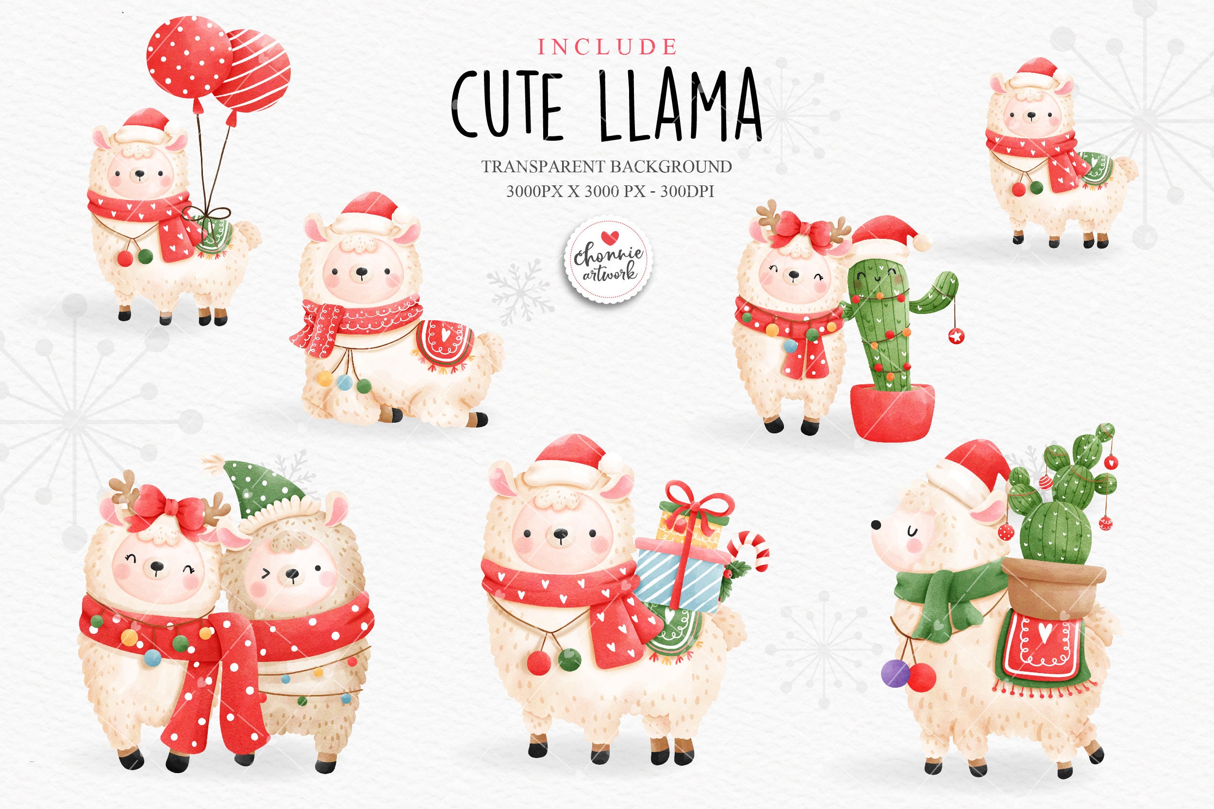 Christmas Llama Clipart Llama Clipart Christmas Clipart - Etsy