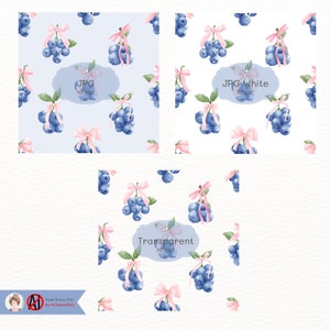 Coquette Blueberry Seamless Patterns, Blueberry Pattern, Blueberry Bow ...