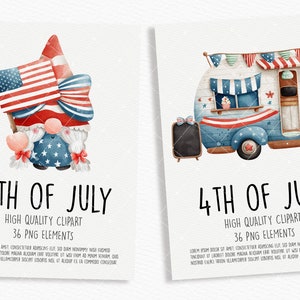 Watercolor 4th July Clipart, Independence Day Clipart, Camper Clipart ...