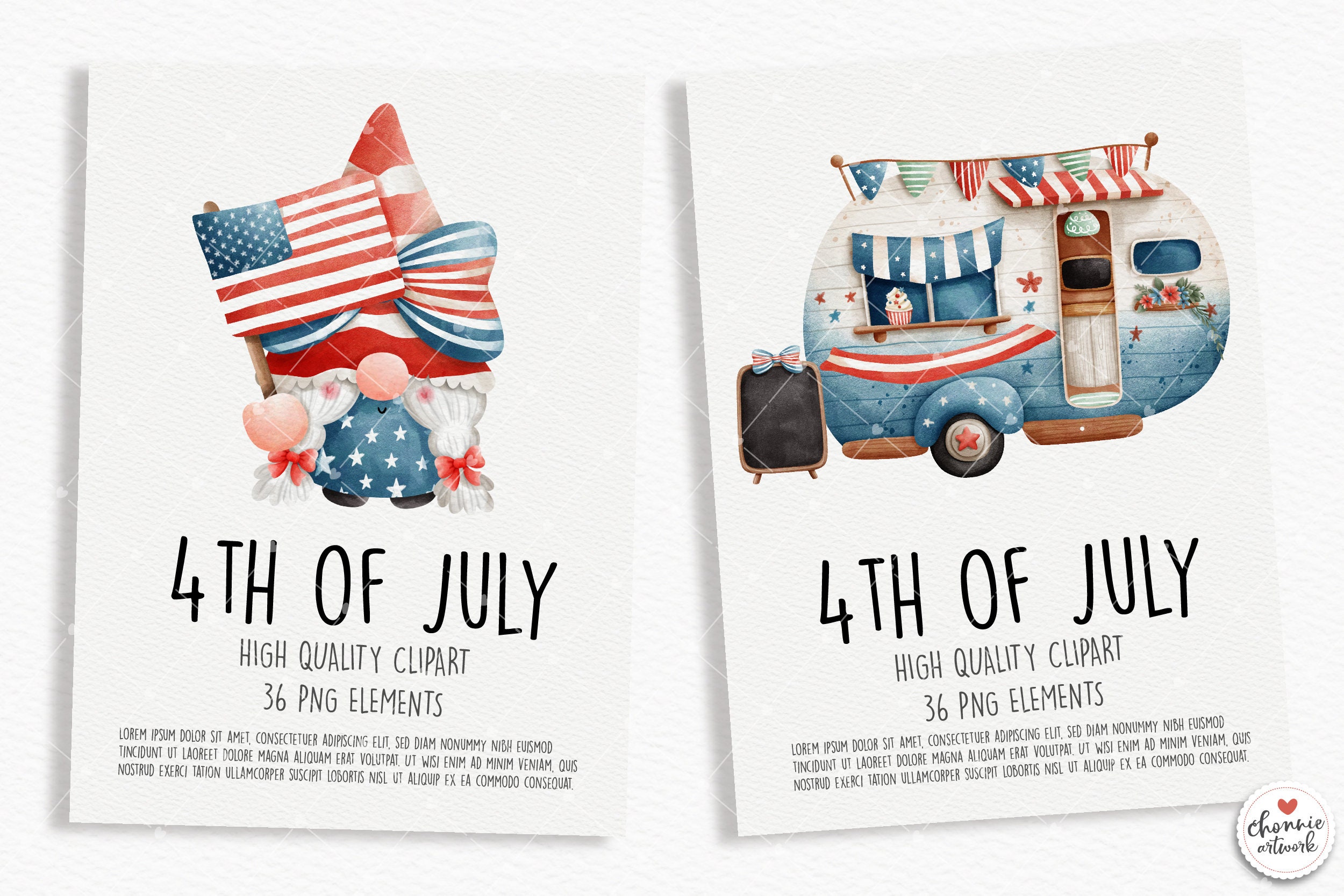 Watercolor 4th July Clipart Independence Day Clipart Camper - Etsy