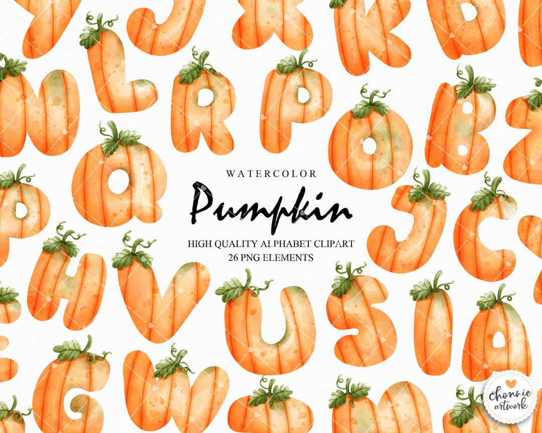 Pumpkin Alphabet Clipart, Pumpkin Font Clipart, Halloween Pumpkin ...