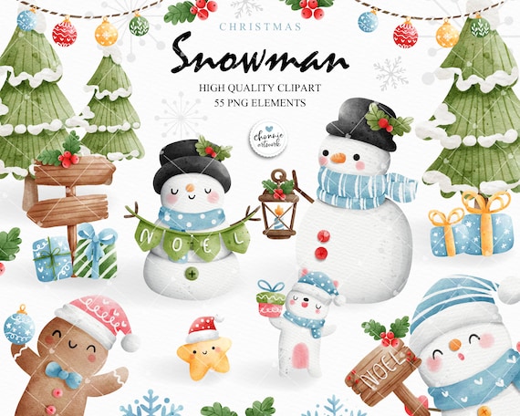 Christmas Snowman Clipart Snowman Clipart Christmas Clipart - Etsy
