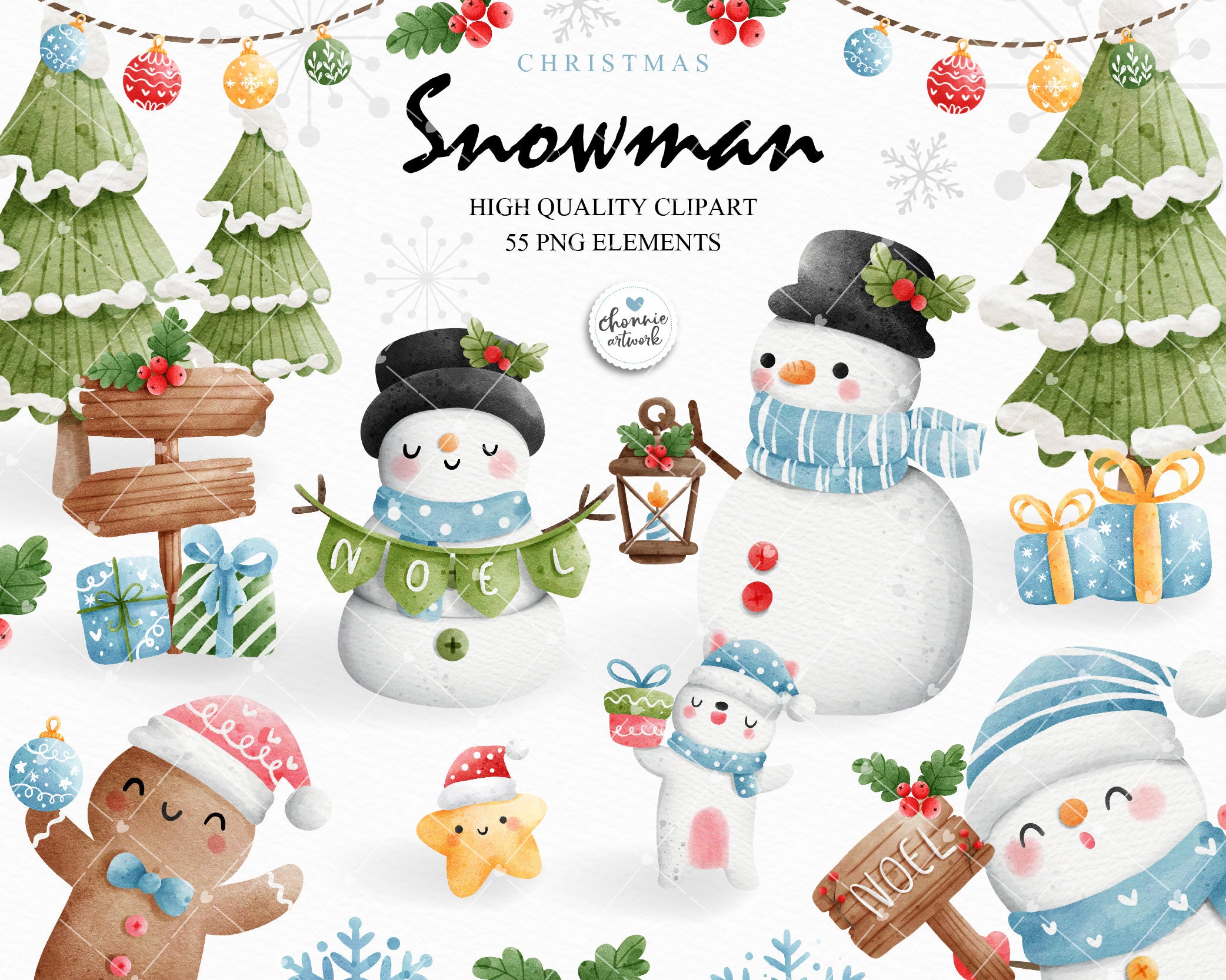 Christmas Snowman Clipart Snowman Clipart Christmas Clipart - Etsy